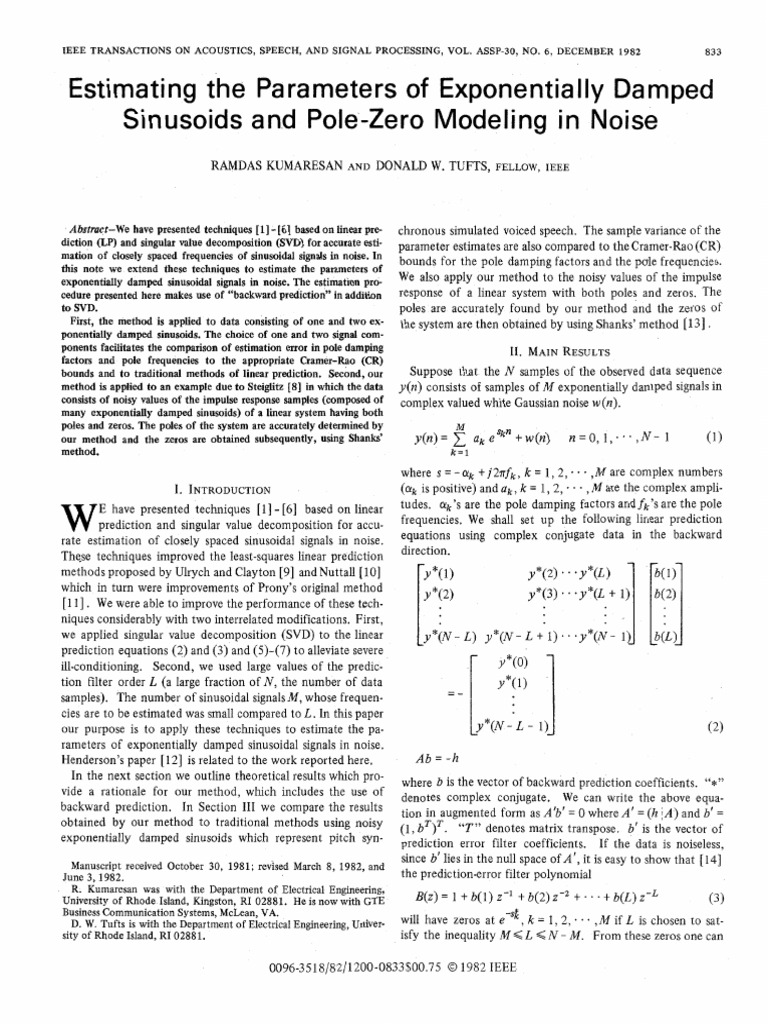 Estimating The Parameters of Exponentially Damped | PDF | Signal To ...