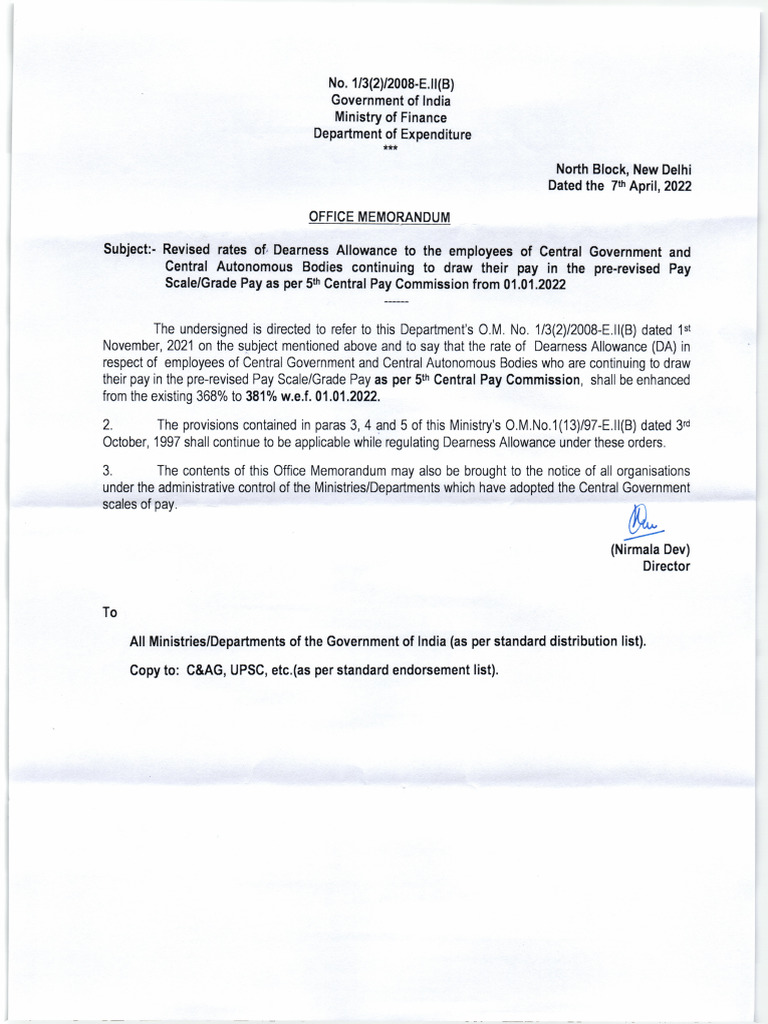 Revised Rates of DA - 5th CPC - 0 | PDF