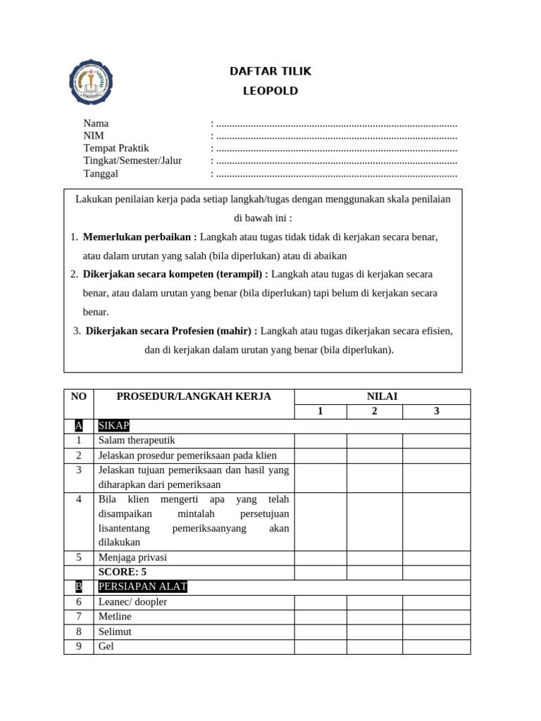 Daftar Tilik Leopold-1 | PDF