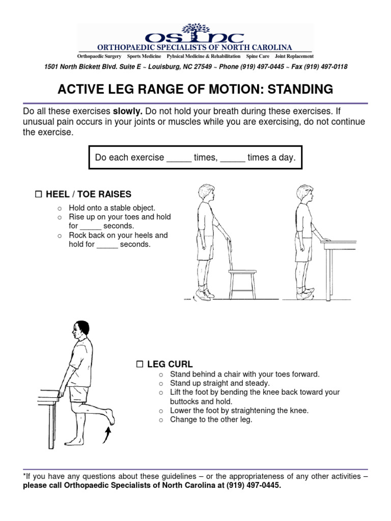 Hip_Knee_AROM_Standing | PDF | Anatomical Terms Of Motion | Lower Limb ...