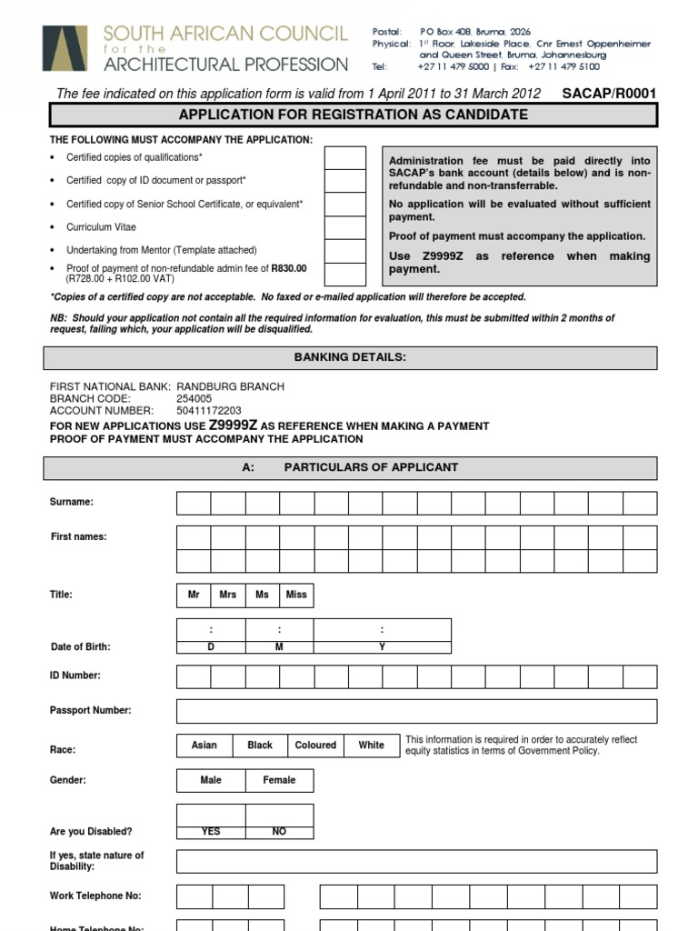 SACAP Candidate Registration Application | PDF | Fine (Penalty ...