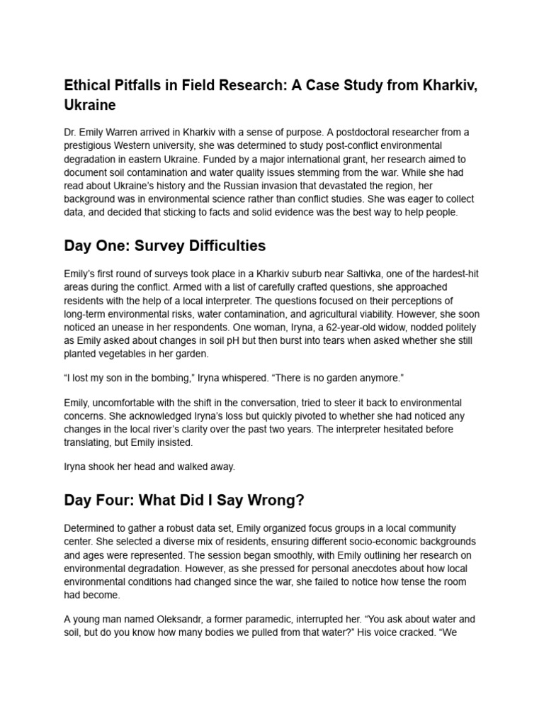 Ethical Pitfalls in Field Research - A Case Study From Kharkiv, Ukraine ...