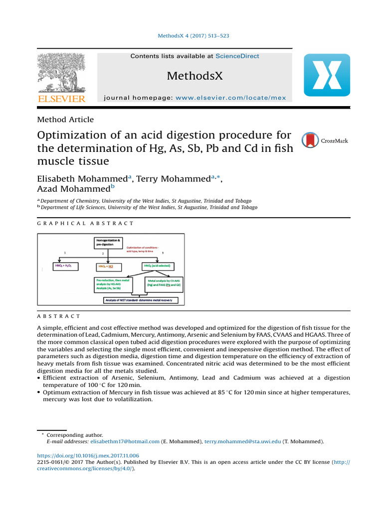 Optimized Acid Digestion for Heavy Metals in Fish | PDF | Sodium ...