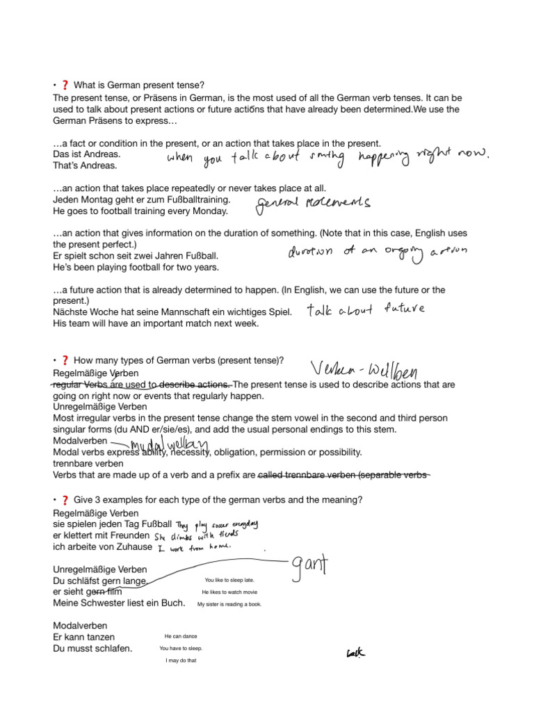 Note German Past tense | PDF | Verb | Grammatical Tense