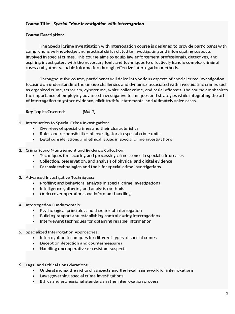 Crime Invest With Interrogation | PDF | Offender Profiling | Crime Scene
