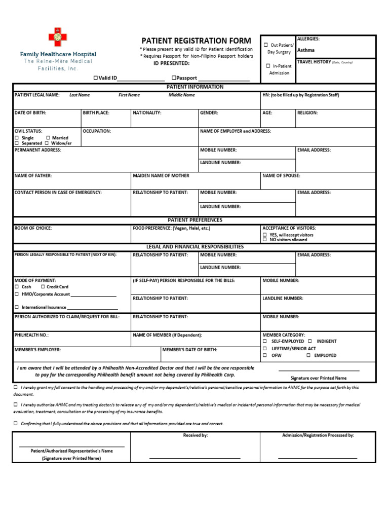 Patient Registration Form | PDF | Identity Document