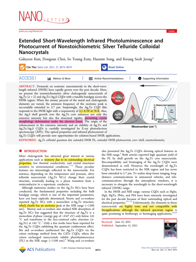 14 Extended Short Wavelength Infrared Photoluminescence and ...