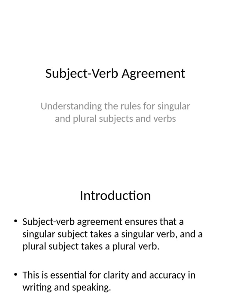 Subject Verb Agreement Presentation | PDF | Grammatical Number | Plural