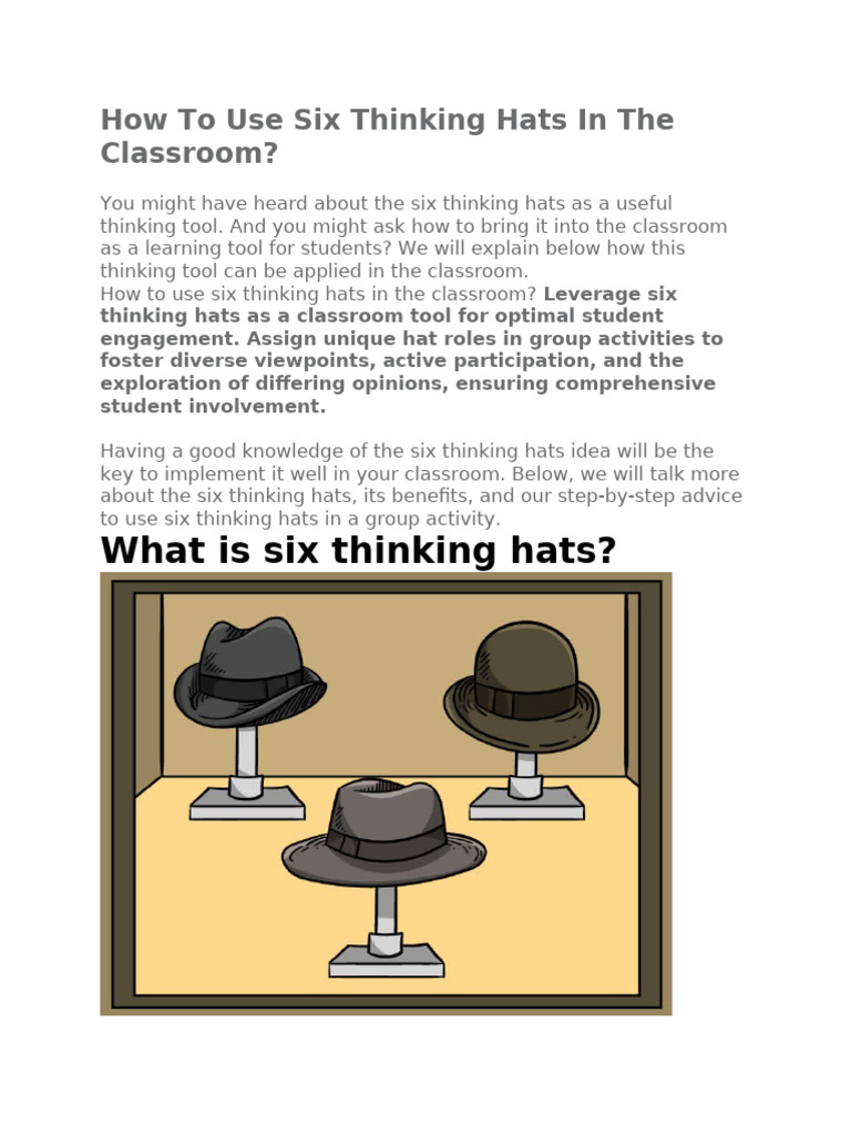 Implementing Six Thinking Hats in Class | PDF | Thought | Critical Thinking
