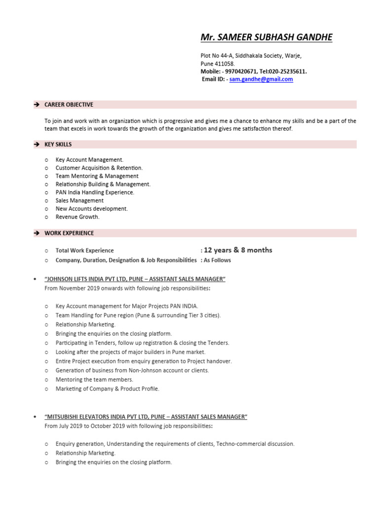 Naukri SameerSubhashGandhe (13y 0m) | PDF