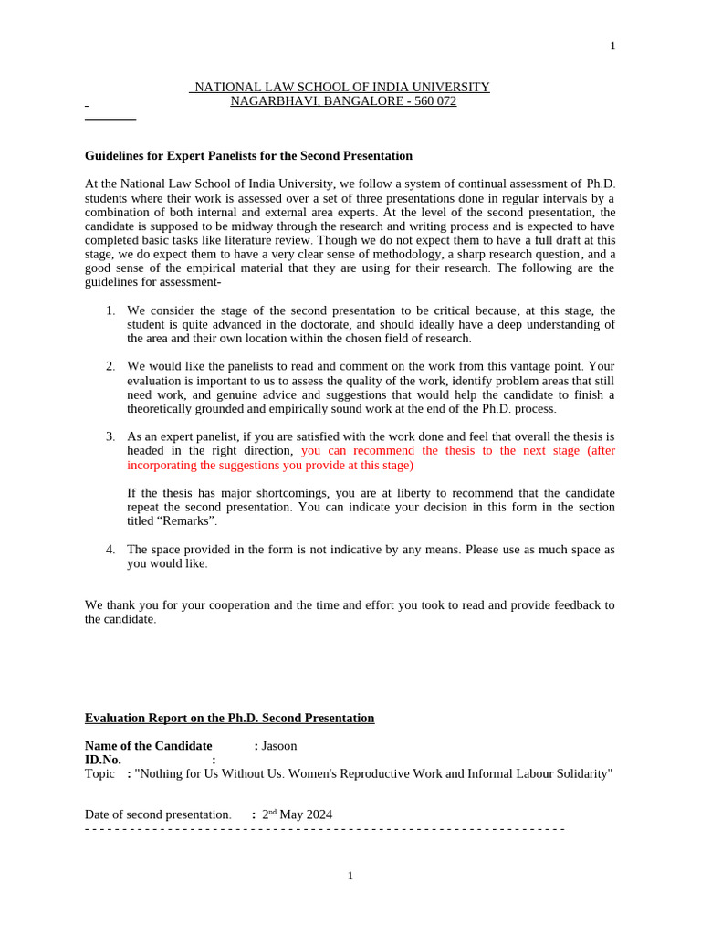 DSK FILLED EVALUATION 20231215- revised evaluation report for the second presentation (1) | PDF ...