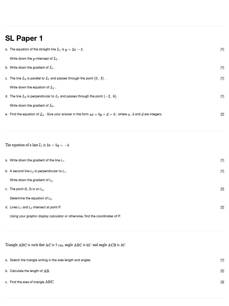 Math aa SL-paper1 functions, equations | PDF | Area | Line (Geometry)