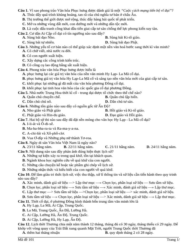 Đề cương gki 10 | PDF