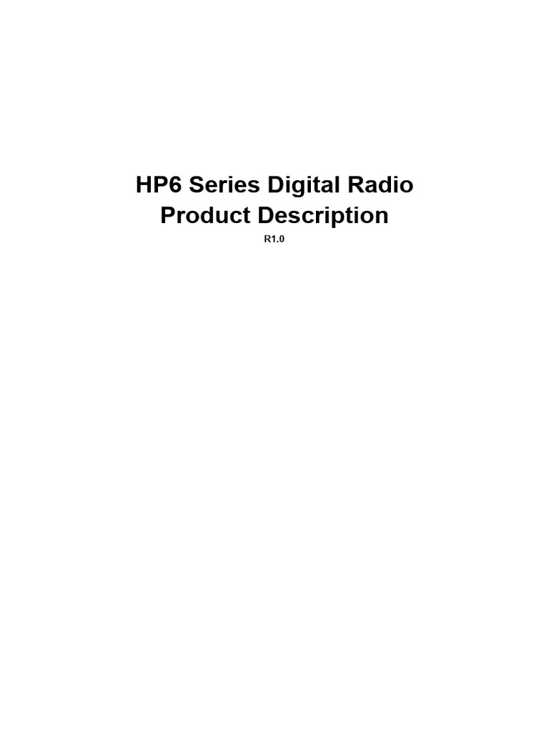 HP6 Series Digital Radio - Product Description - R1.0 | PDF | Encryption | Radio