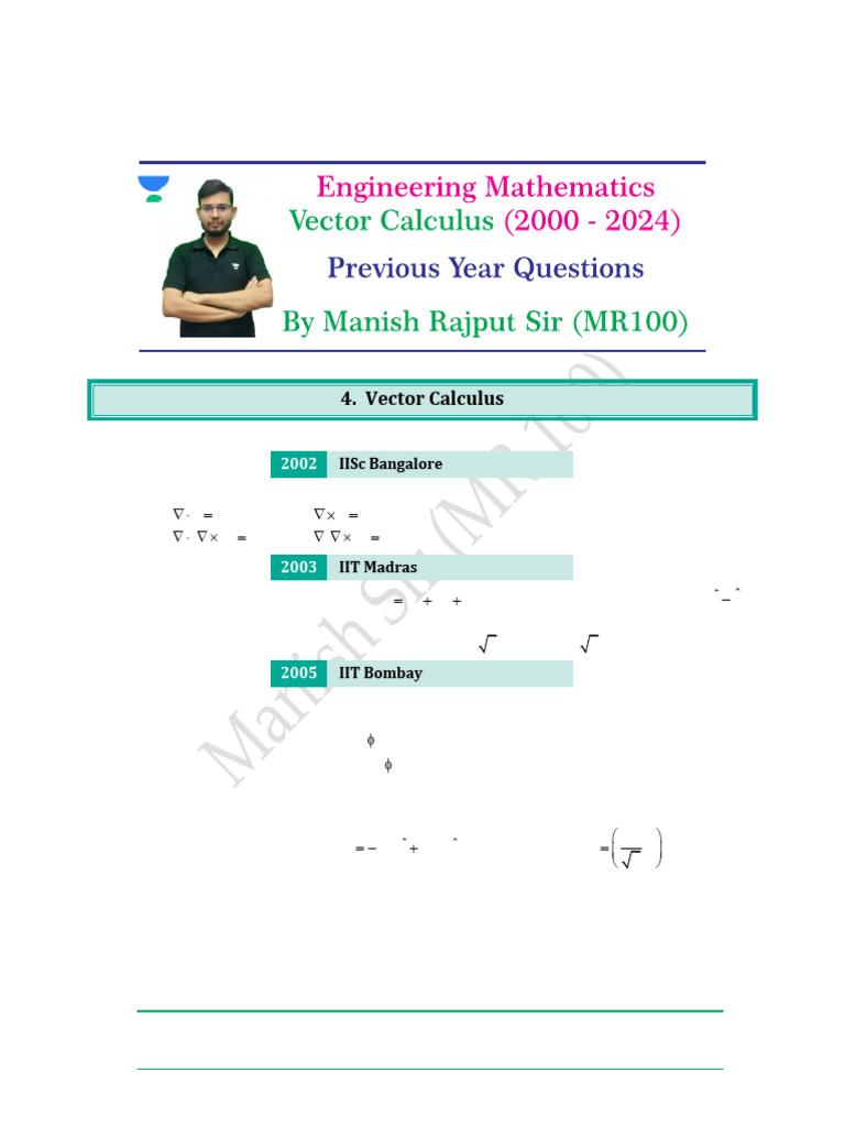 4. Vector Calculus new-1 | PDF | Divergence | Gradient
