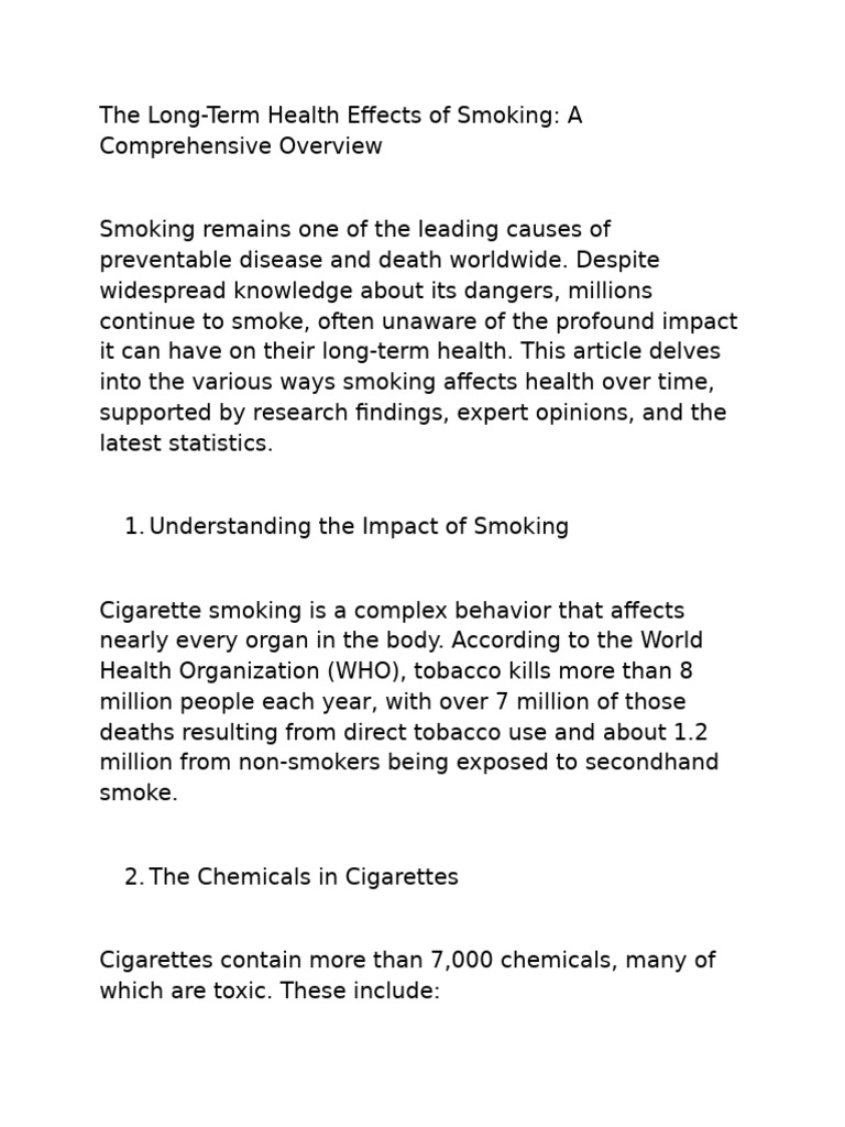 Long-Term Effects of Smoking Explained | PDF | Smoking | Chronic ...