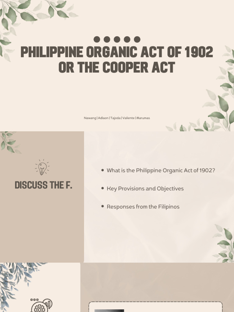 Philippine Organic Act Overview | PDF | Legal Documents | Government