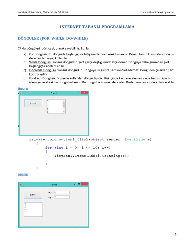 InternetTabanliProgramlama Ders2 | PDF