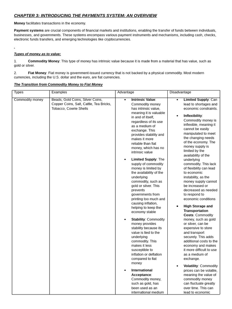 Payments System Overview & Money Types | PDF | Money | Cheque