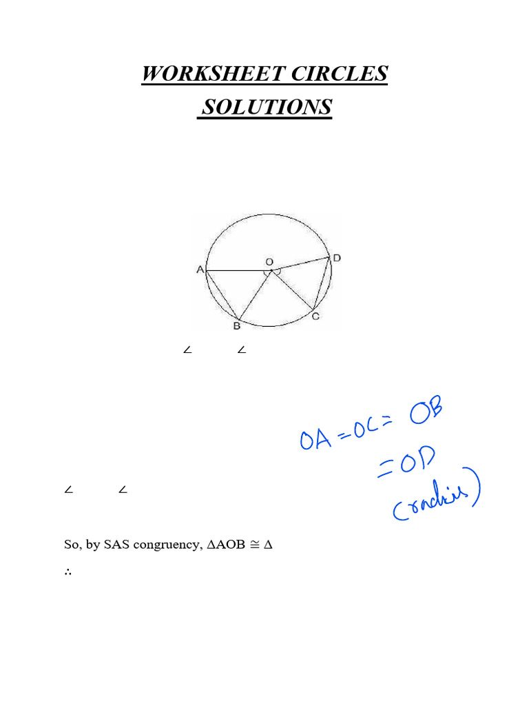 SOLUTIONS WORKSHEET - Circles | PDF | Circle | Perpendicular