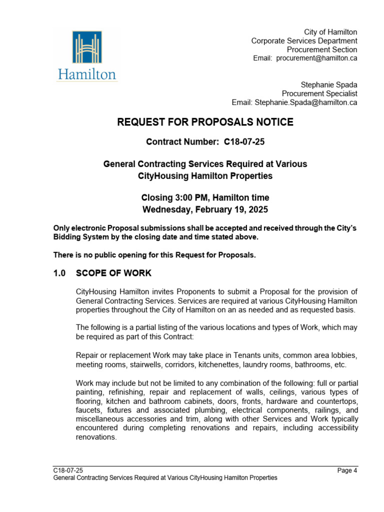 C18-07-25 RFP General Contracting - NOTICE | PDF