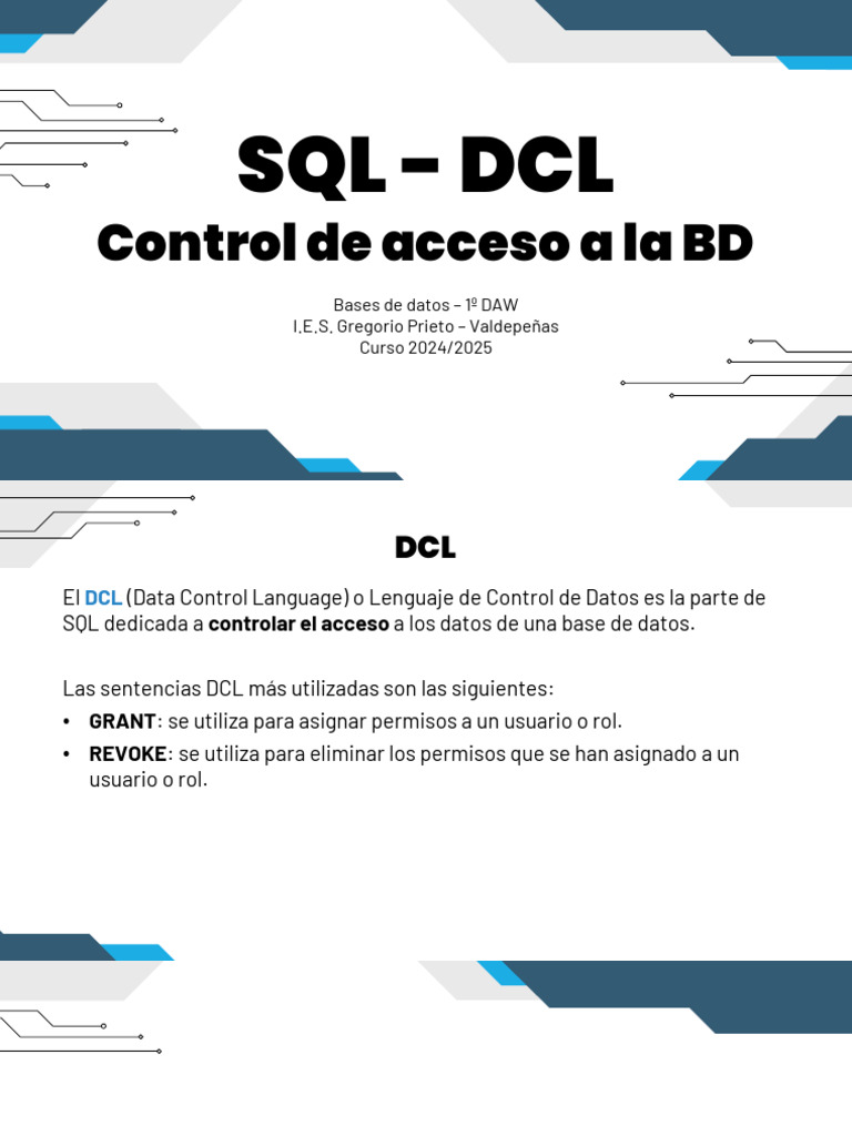 DCL en MySQL | PDF | Mi sql | SQL