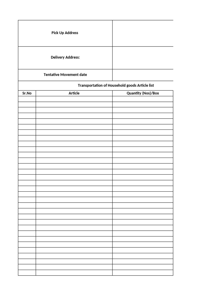 SAC 996511 Household Goods Transport | PDF