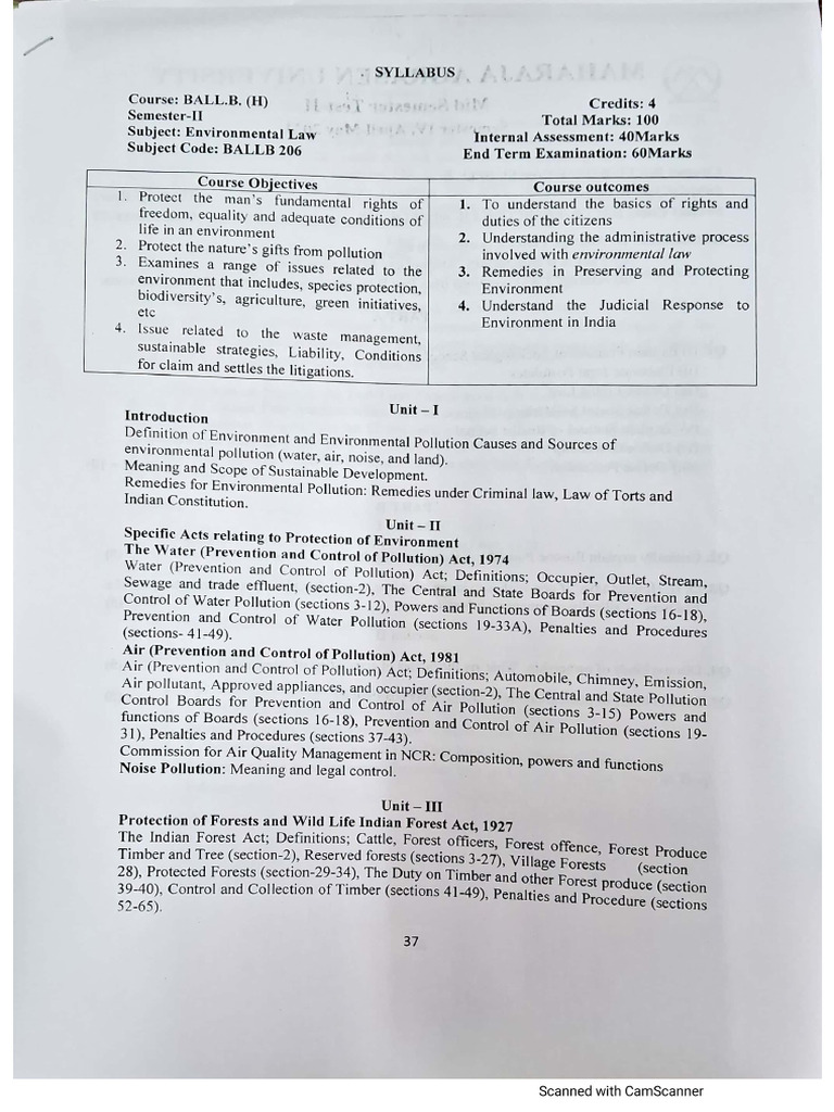 Syllabus Environmental Law | PDF