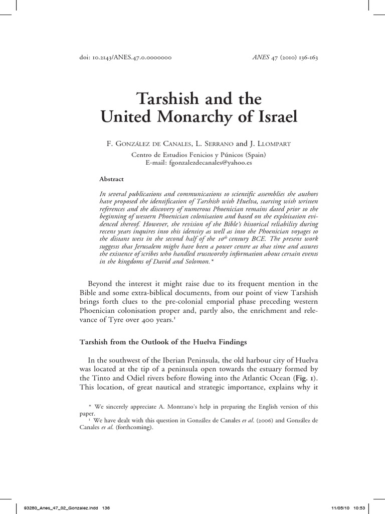 Tarshish and The United Monarchy of Isra | PDF | David | Solomons