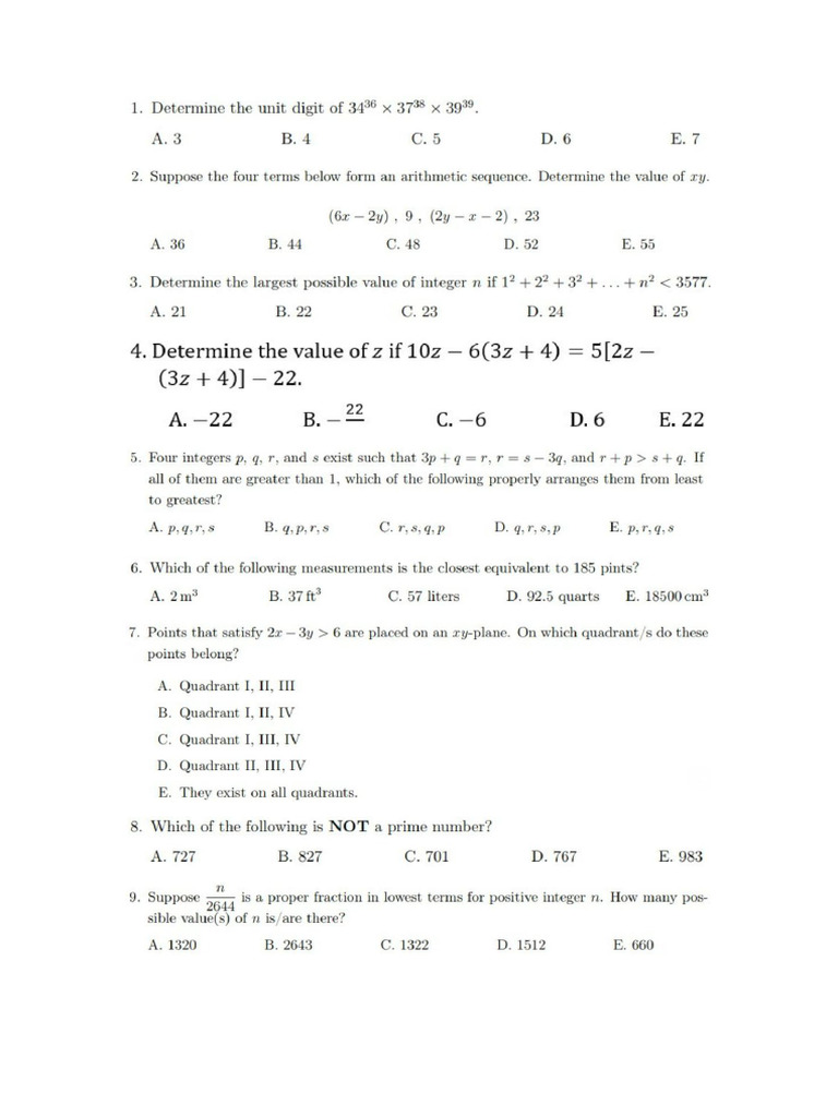 PhIMO Finals 2024 Review - Secondary 1 Questions | PDF