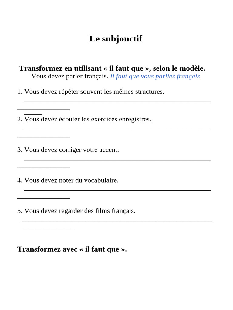 Utilisation du subjonctif en français | PDF