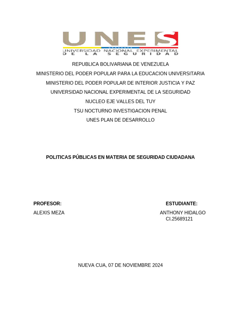Politicas Publicas Unes 2022 | PDF | Estado (política) | Venezuela