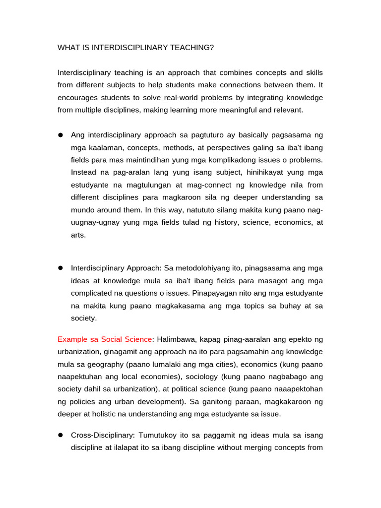 What Is Interdisciplinary Teaching | PDF