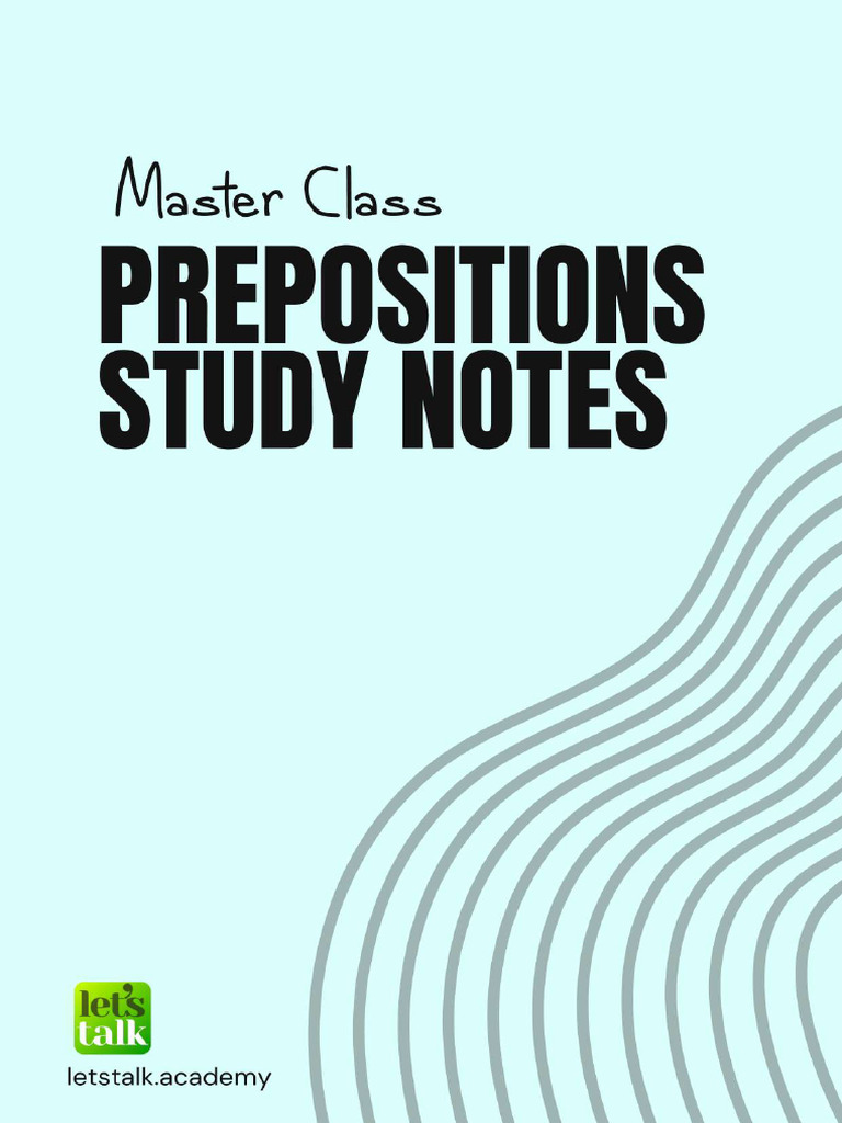 Prepositions - Study Notes - V1 | PDF