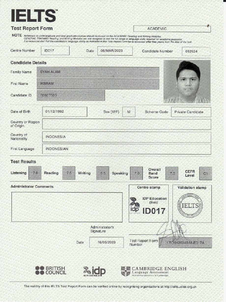 Ielts Sertifikat | PDF
