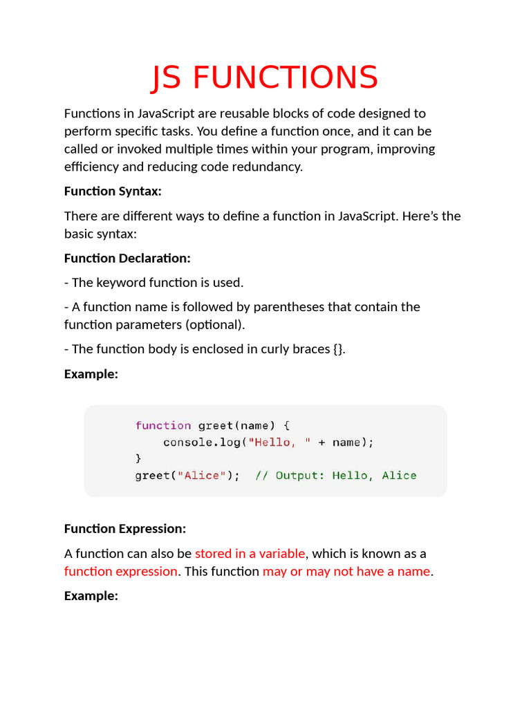 JS FUNCTIONS | PDF | Anonymous Function | Parameter (Computer Programming) JS FUNCTIONS | PDF | Anonymous Function | Parameter (Computer Programming)
