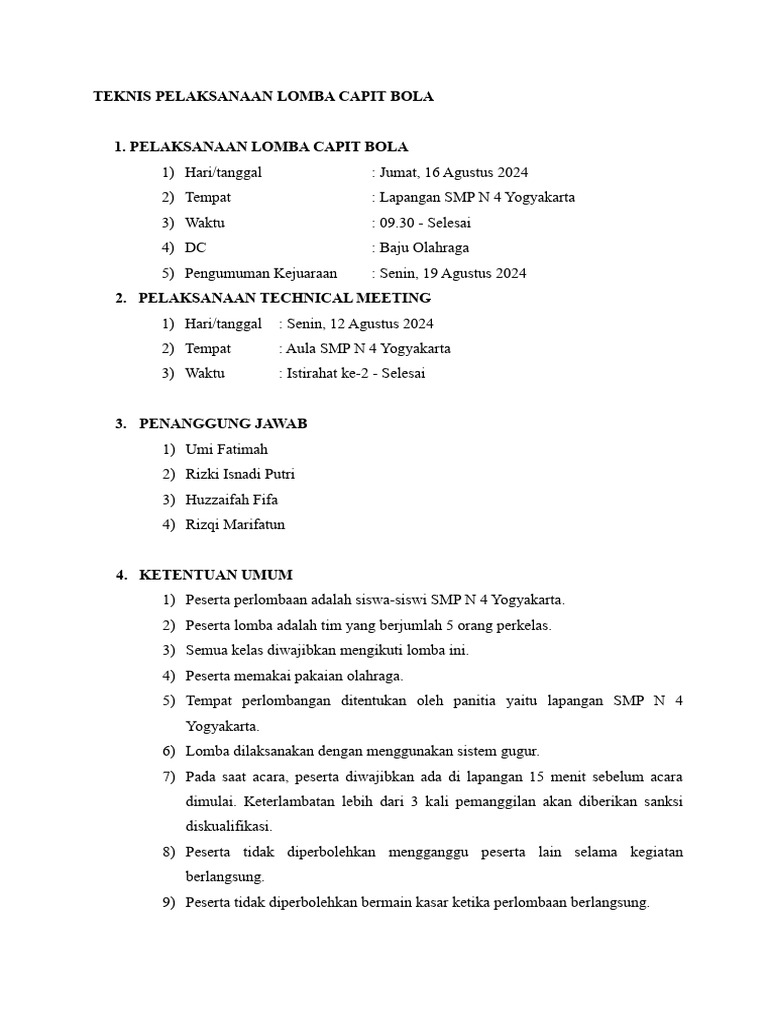 Draf Juknis Estafet Capit Bola | PDF