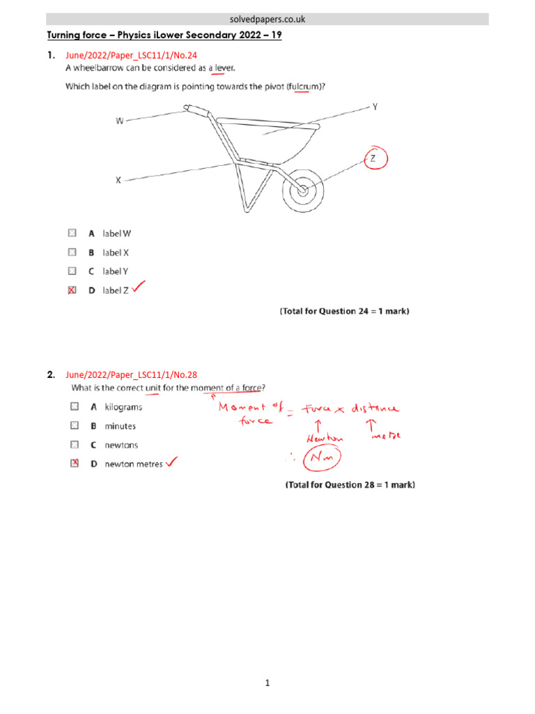 2022 19 Turning Force Edexcel Physics Isecondary - Solved | PDF