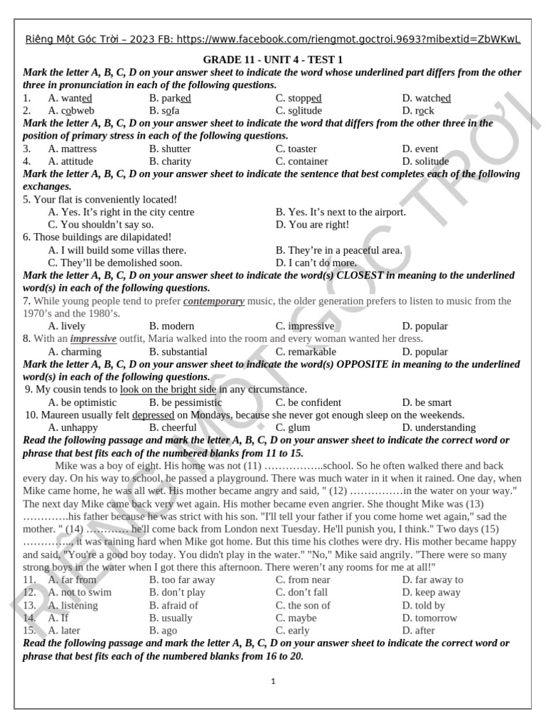Grade 11 English Test Prep | PDF