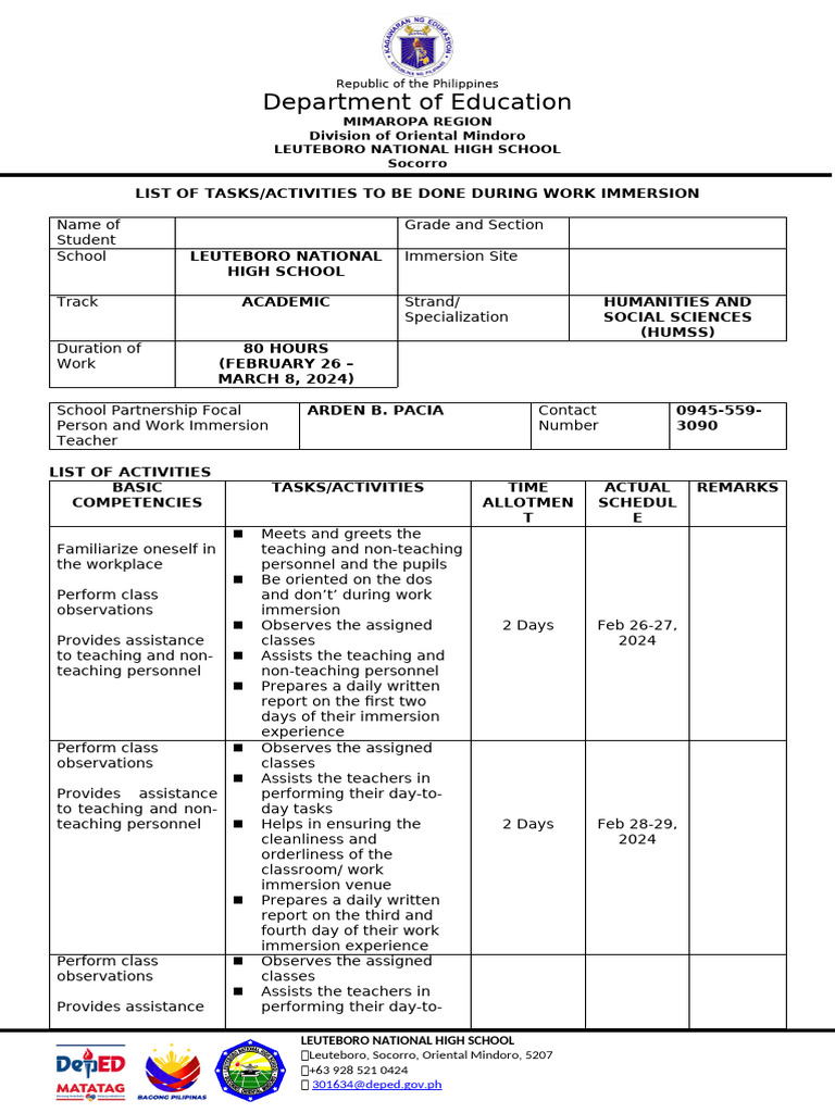 List of Activities Teachers | PDF | Learning