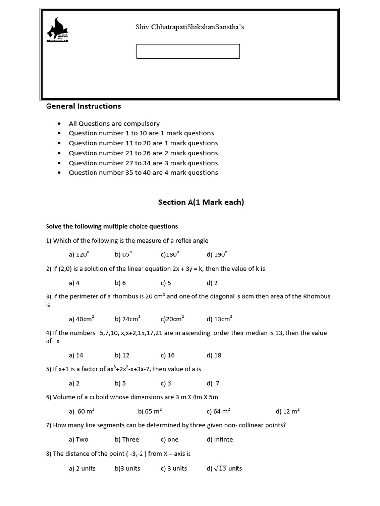 9th Grade Maths Question Paper | PDF | Area | Sphere