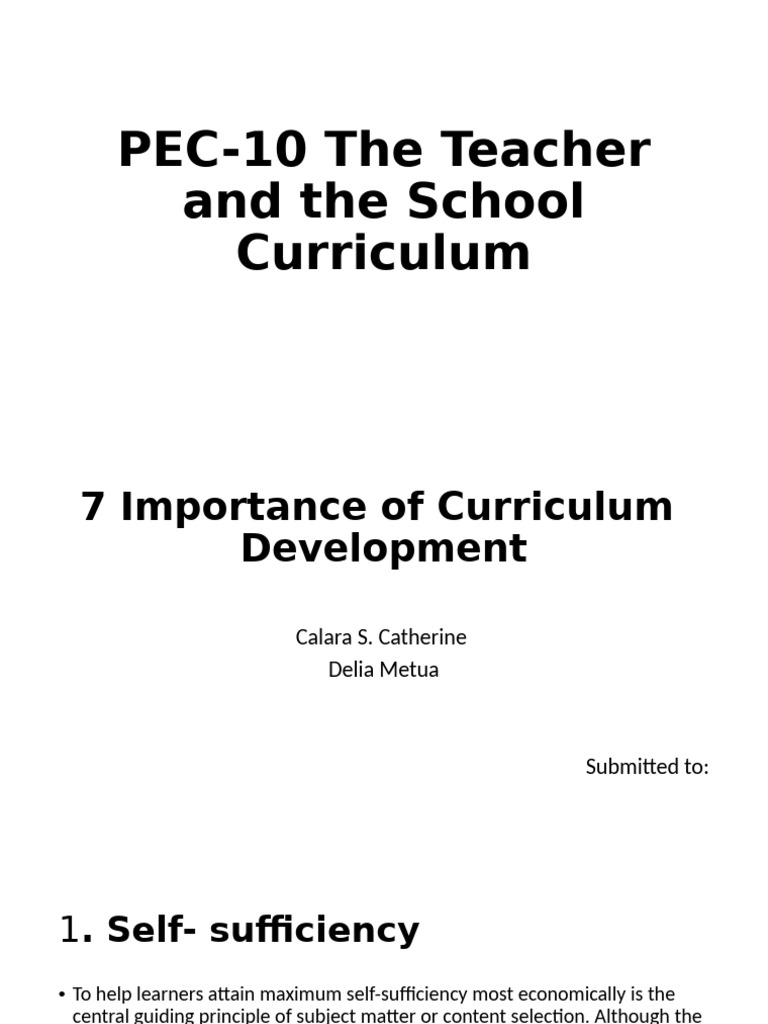 PEC-10 Importance of Curriculum | PDF | Learning | Curriculum