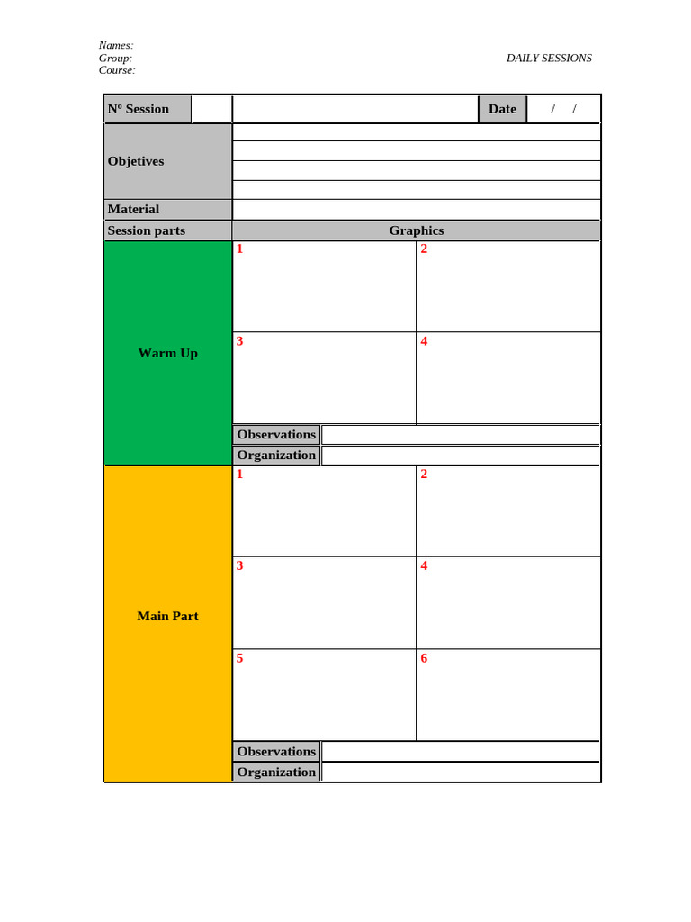 Daily Session Sheet | PDF