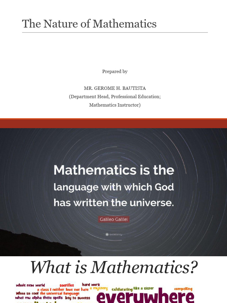 Lesson 1 - The Nature of Mathematics | PDF | Pattern | Mathematics