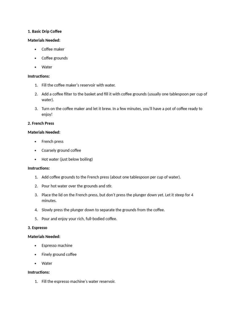 How to Brew Coffee: 4 Methods | PDF