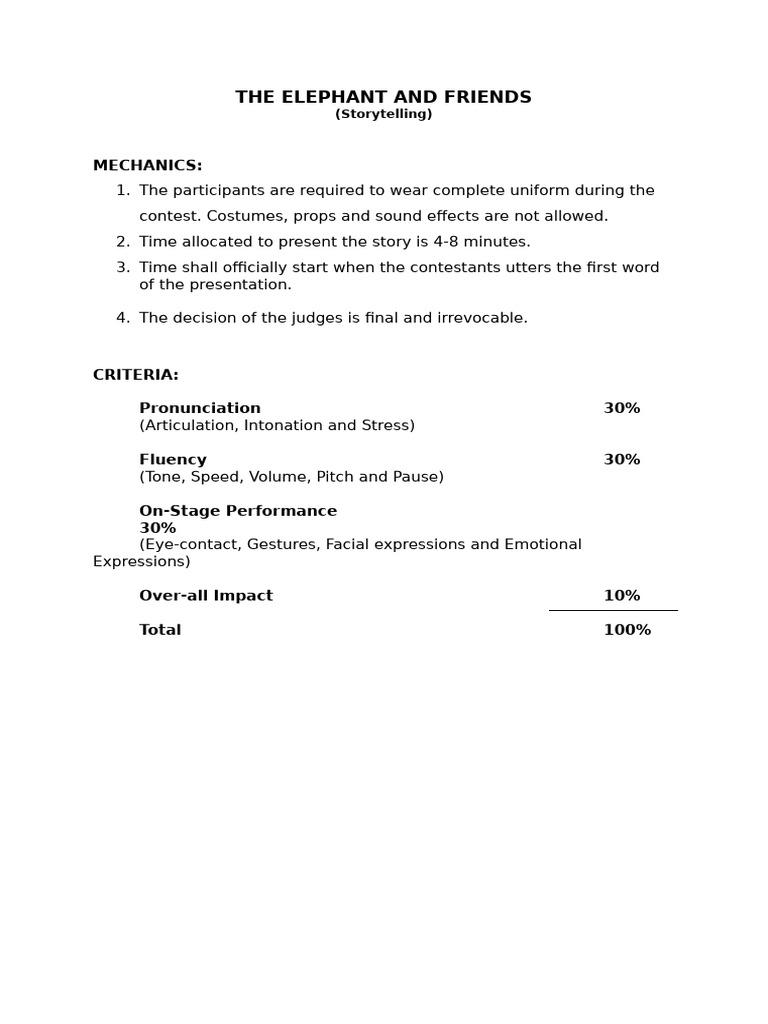 Elephant and Friends Storytelling | PDF