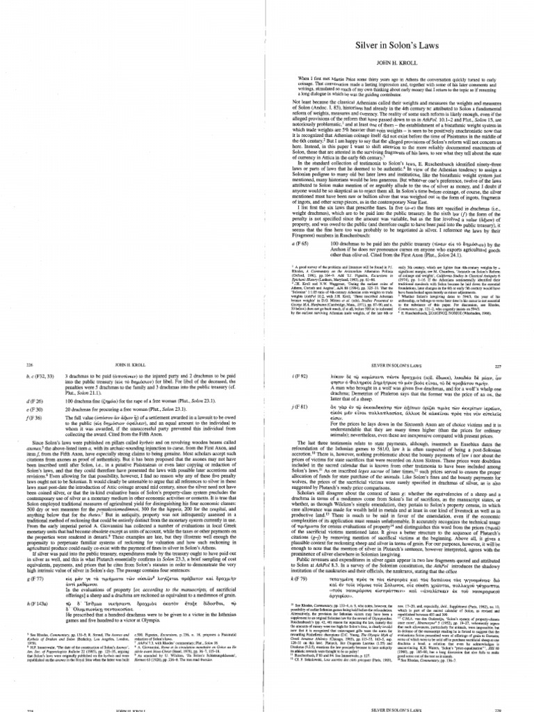 Kroll-Silver in Solon's Laws | PDF