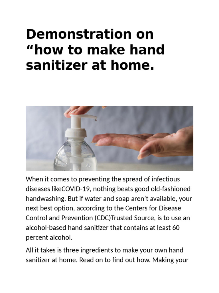 Demonstration on | PDF | Hand Washing | Disinfectant