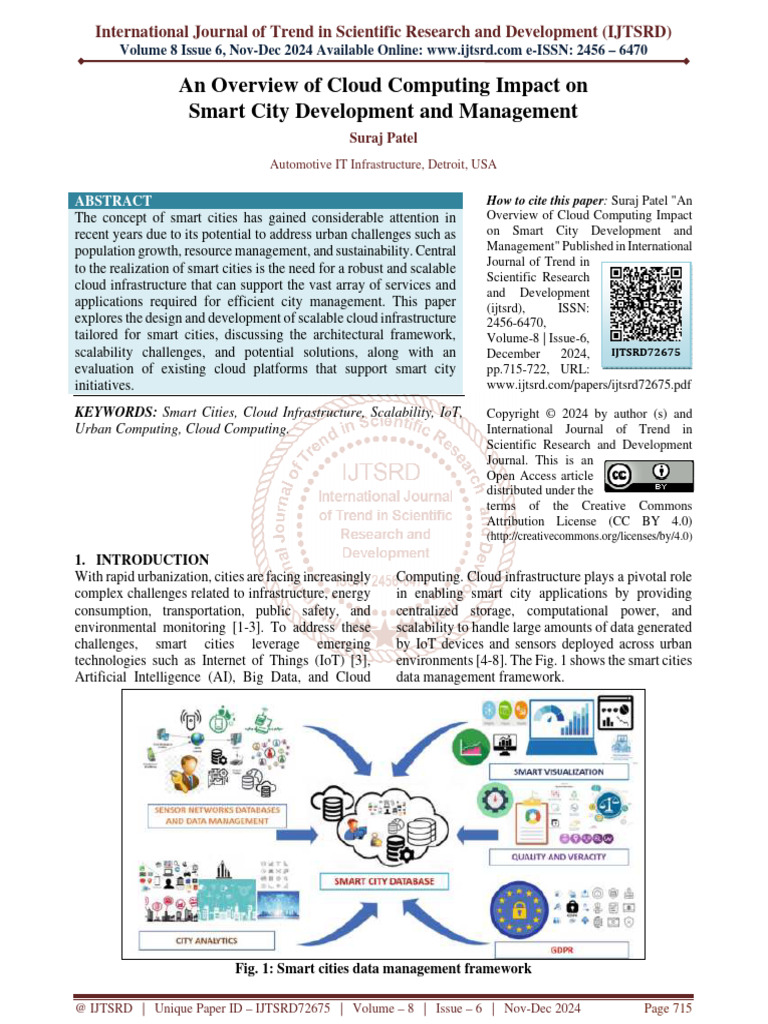 An Overview of Cloud Computing Impact on Smart City Development and Management | PDF | Cloud ...
