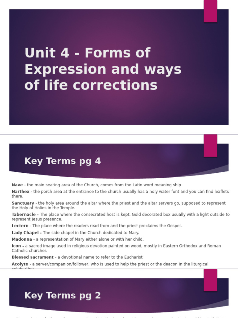 Unit 4 Booklet Corrections | PDF | Eucharist | Altar